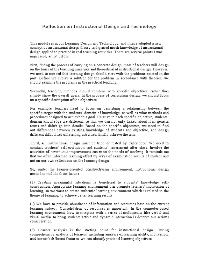 ReflectiononInstructionalDesignandTechnology PDF | PDF | Instructional ...