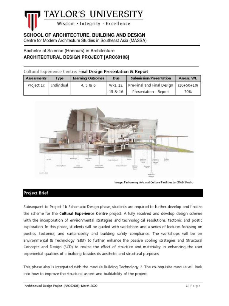 Architectural Design Project Project 1c Brief March 2020 Final | PDF ...