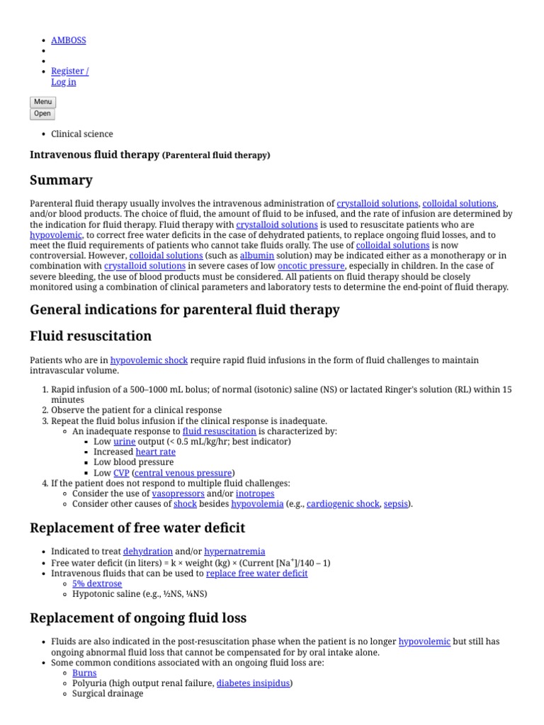 Intravenous Fluid Therapy - Knowledge For Medical Students and ...