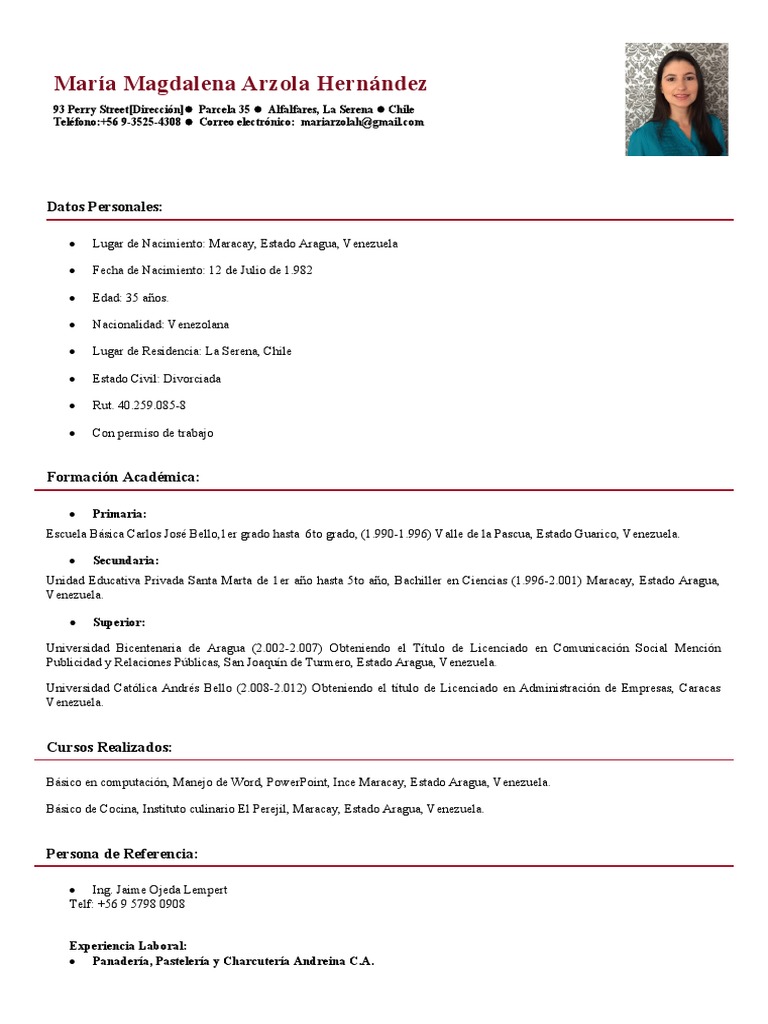 Perfil Profesional de María Arzola | PDF | Servicio al Cliente | Venezuela
