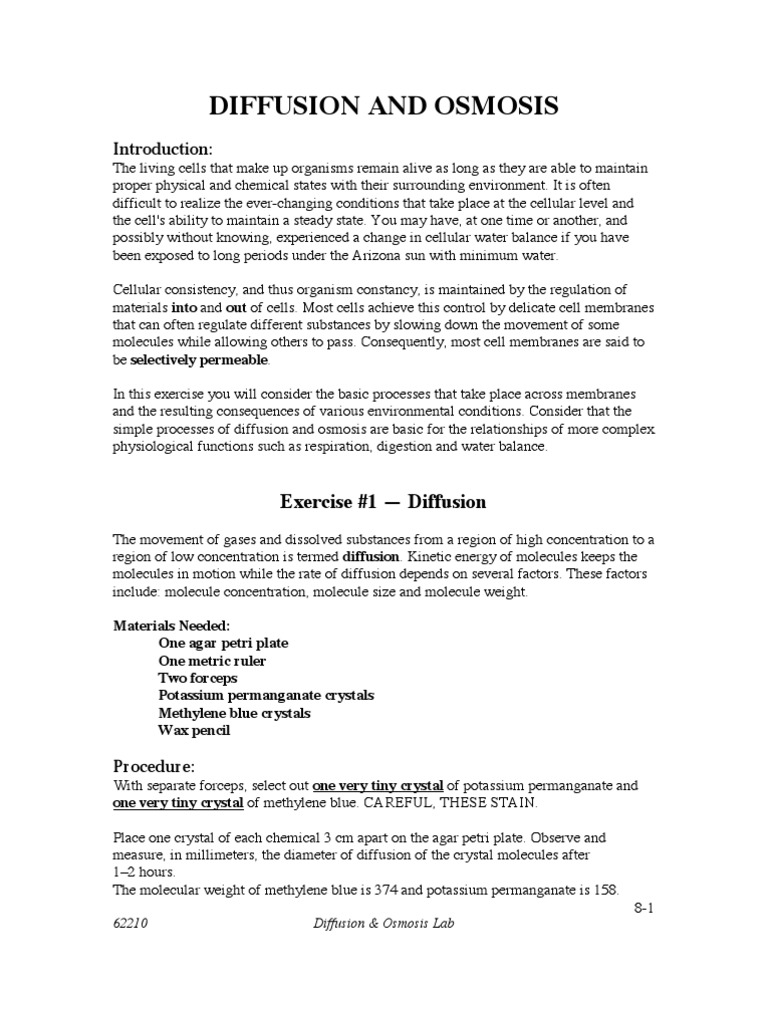 Diff Osmosis Lab Sp11 | PDF | Osmosis | Biology