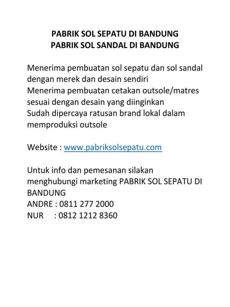 Sol Sepatu & Sandal Custom Bandung | PDF