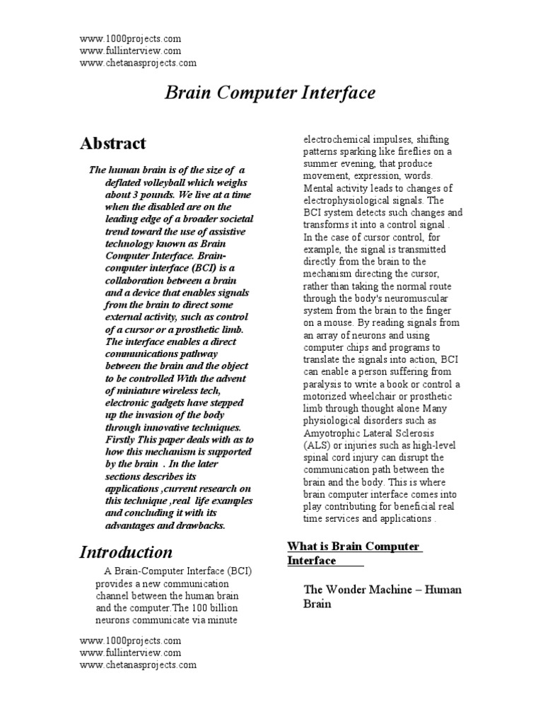 Brain Computer Interface | PDF | Brain | Electroencephalography