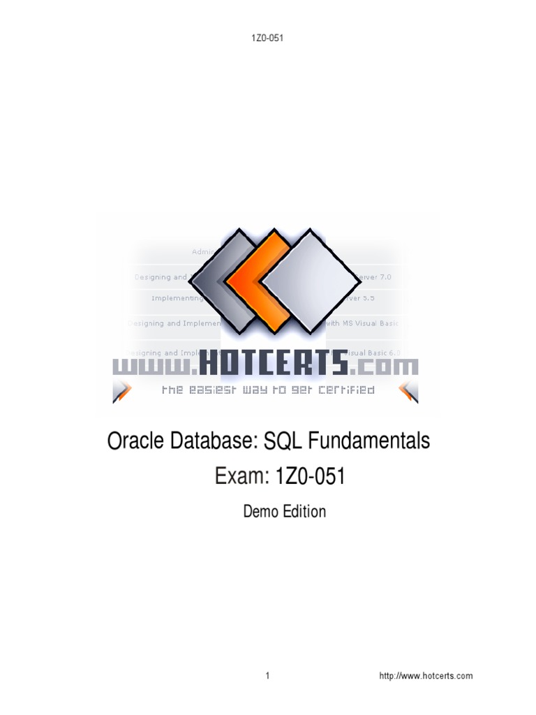 Oracle Database: SQL Fundamentals 1Z0-051: Exam | PDF | Information ...
