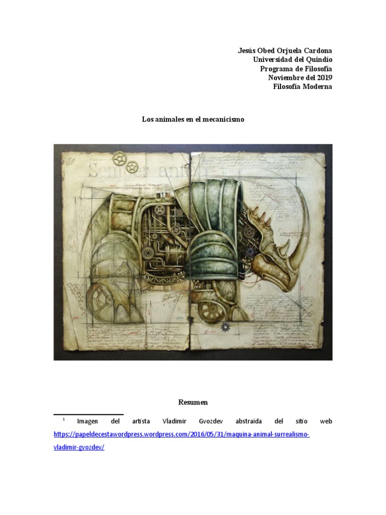Descartes y el Mecanismo Animal | PDF | René Descartes | Alma
