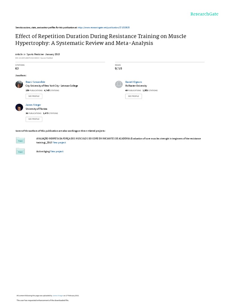 Effect of Repetition Duration During Resistance Training On Muscle ...