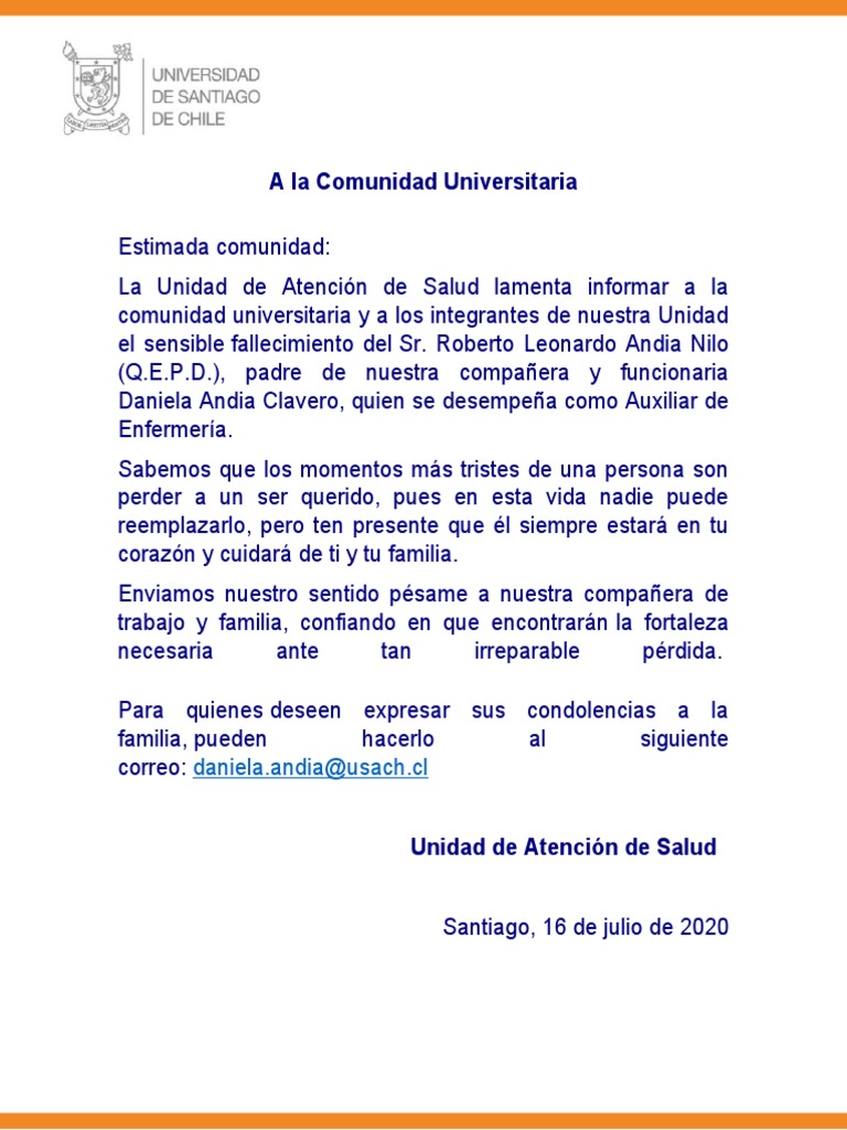 Comunicado Fallecimiento. | PDF