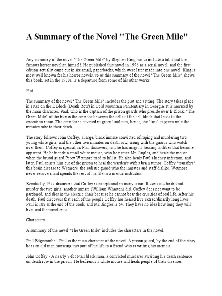 A Summary of The Novel | PDF