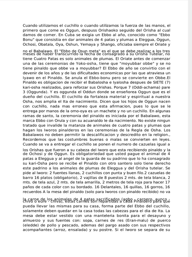 Ceremonia Del Pinaldo PDF | PDF | Padrino | Santeria