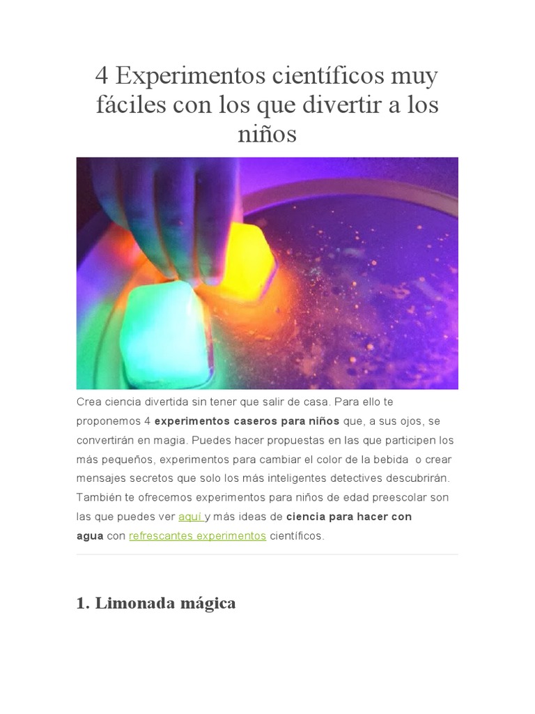 4 Experimentos Científicos Muy Fáciles Con Los Que Divertir A Los Niños ...