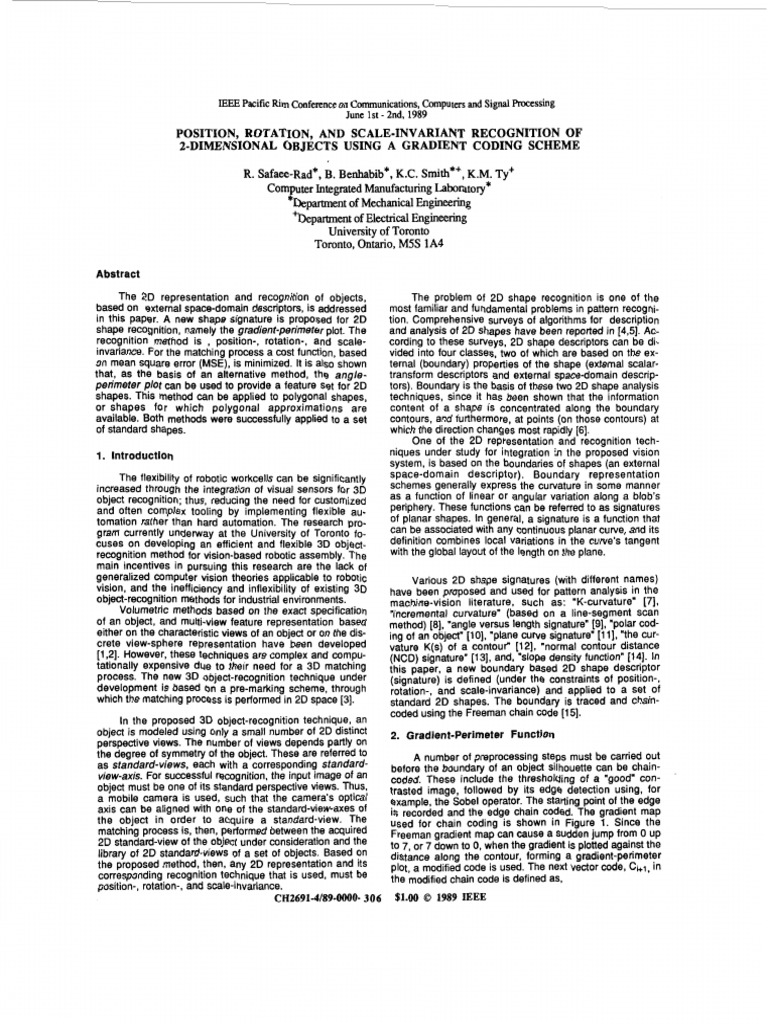 Position, Rotation, and SC Ale-Invariant Recognition OF 2-Dimensional Objects Using A Gradient ...