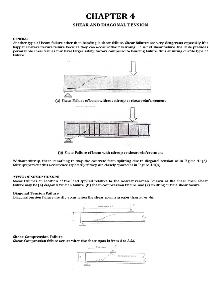 Shear and Diagonal Tension: General | PDF | Beam (Structure) | Bending