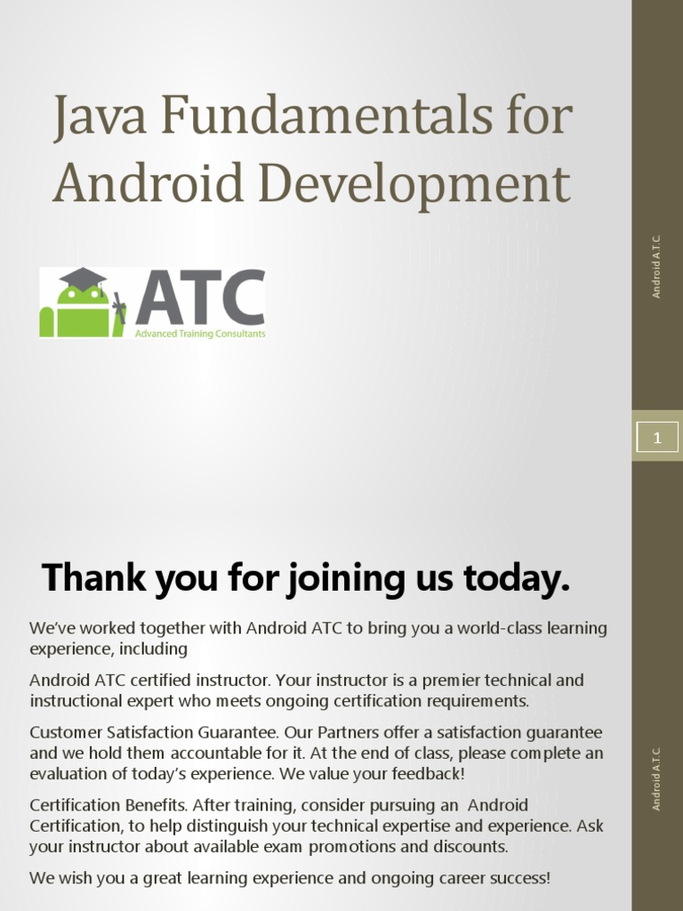 Java Fundamentals For Android Development | PDF