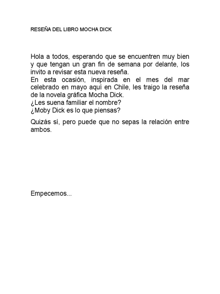 Resena Del Libro Mocha Dick | PDF