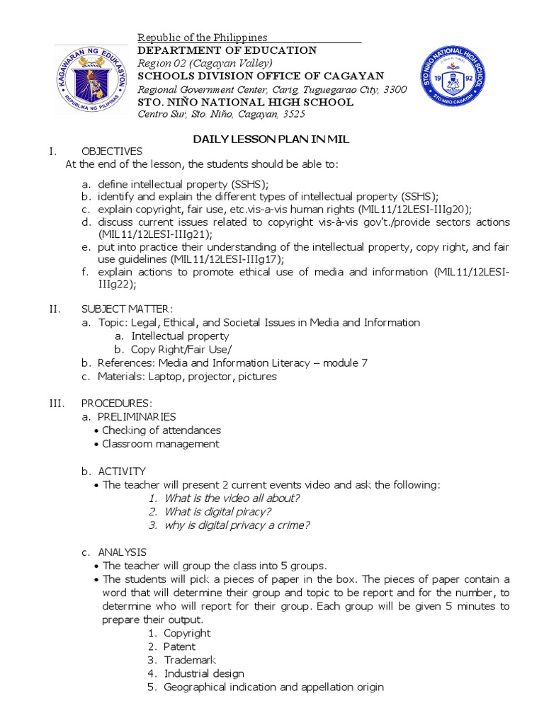Detailed Lesson Plan in Mil | PDF | Intellectual Property ...