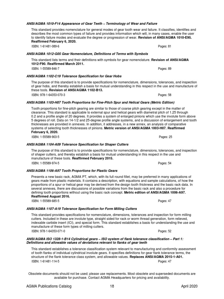 AGMA Gear Standards and Specifications | PDF | Gear | Engineering Tolerance