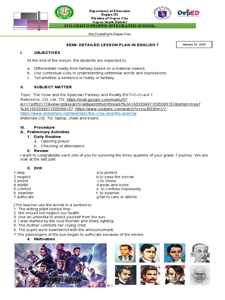 Lesson Plan: Reality vs. Fantasy | PDF