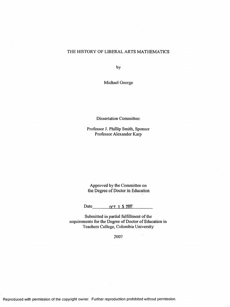 The History of Liberal Arts Mathematics - George (2010) | PDF ...
