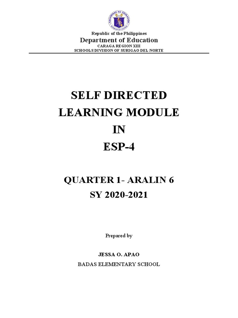 NEW ESP Self Directed Learning Module 4 LM For Quarter 1 Aralin 6 | PDF