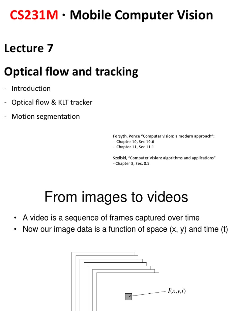 Lecture 7 Optical Flow Pdf Eigenvalues And Eigenvectors Computer Vision