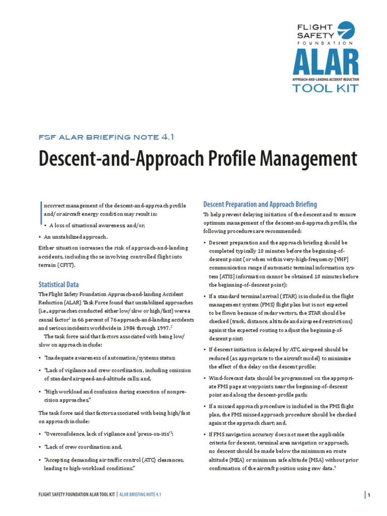 Descent-And-Approach Profile Management: Tool Kit | PDF | Air Traffic ...