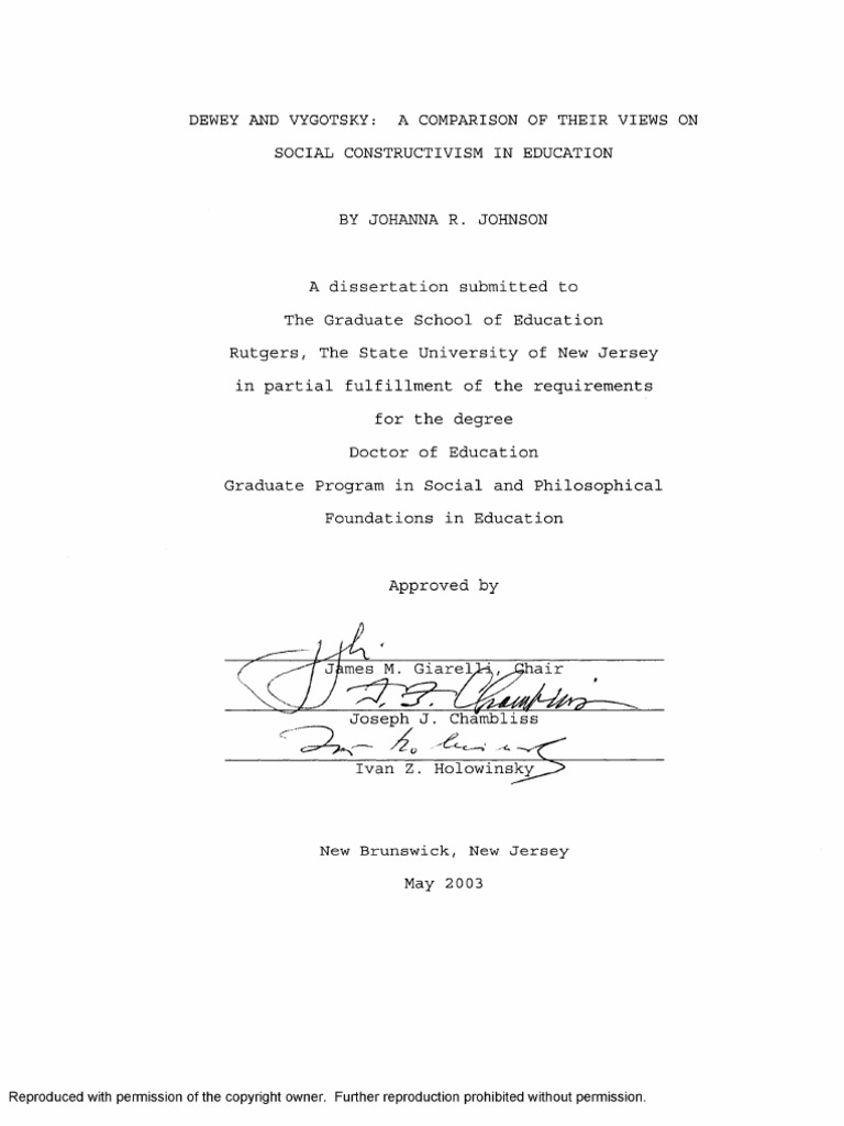 Dewey and Vygotsky - A Comparison of Their Views On Social ...