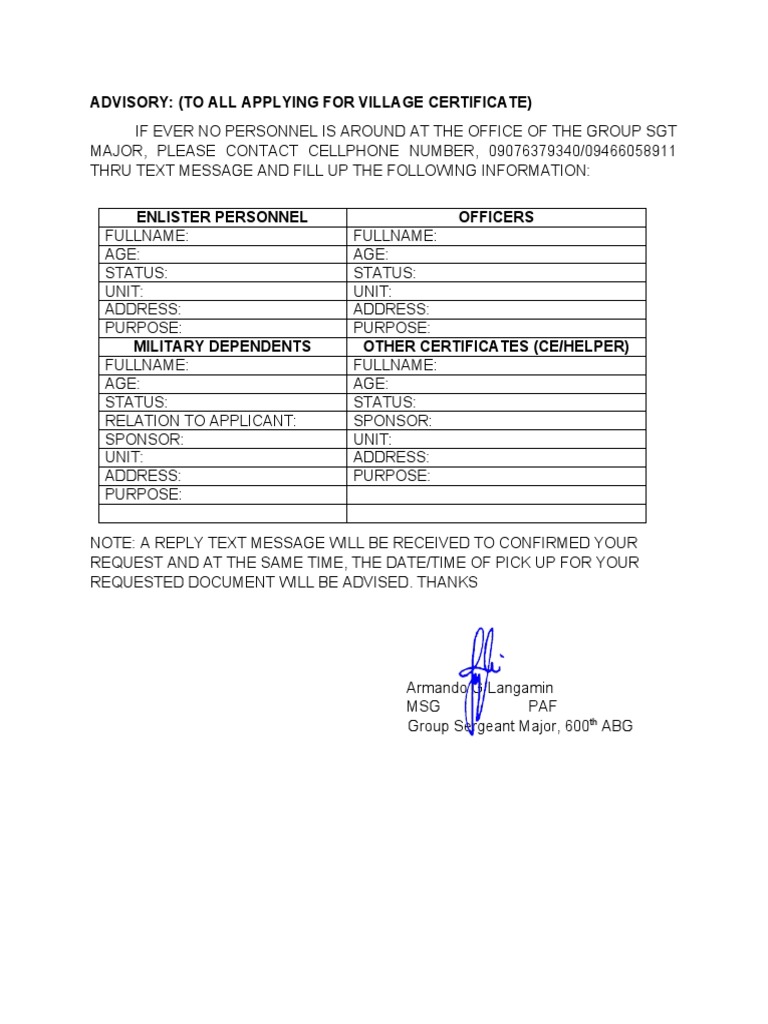 Village Certificate Application Guide | PDF | Law