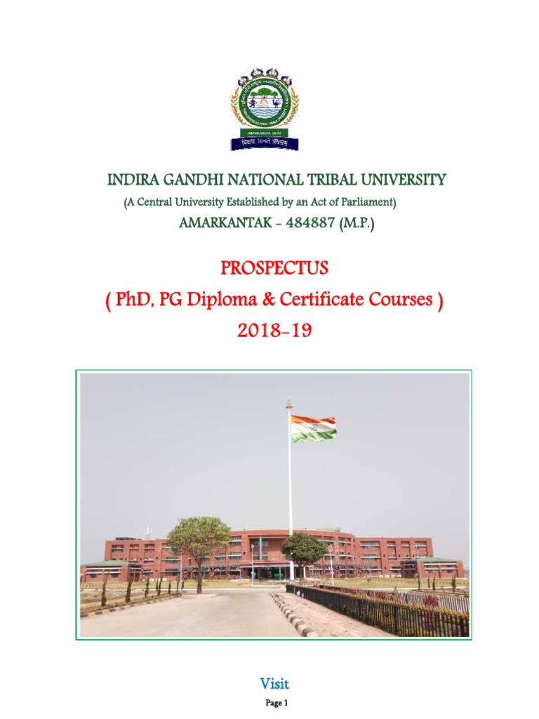Prospectus (PHD, PG Diploma & Certificate Courses) 2018-19 | PDF ...
