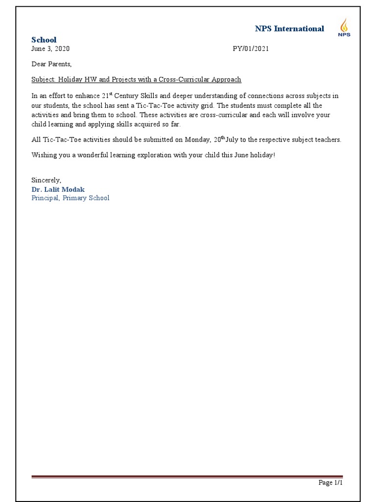Holiday Homework: Cross-Curricular Activities | PDF | Career & Growth ...
