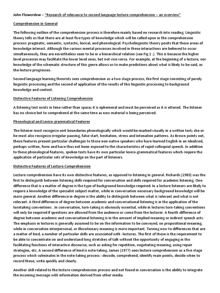 John Flowerdew ch1 Resumen | PDF | Reading Comprehension | Lecture