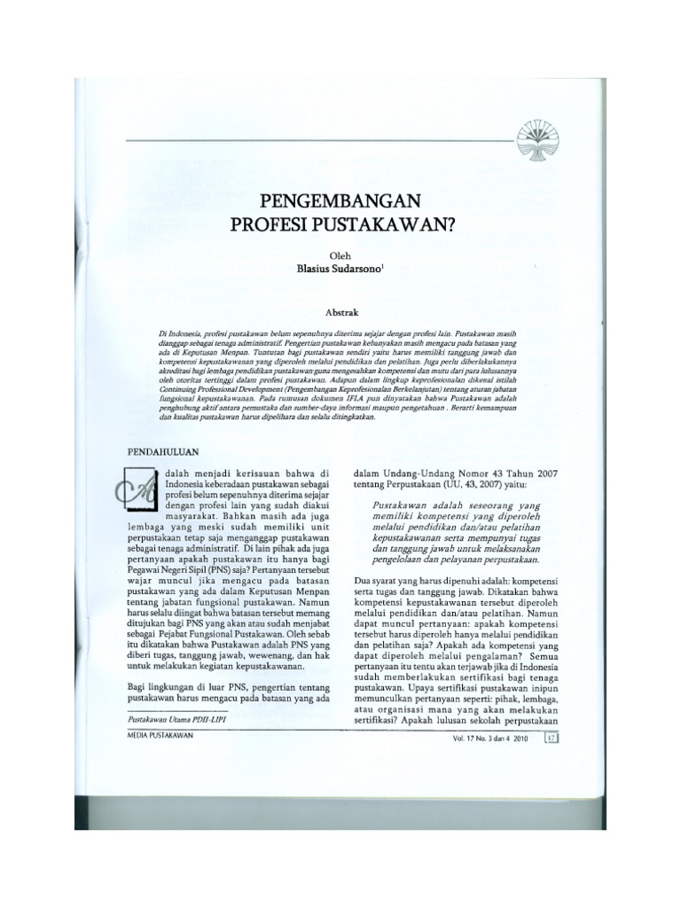 Pengembangan Profesi Pustakawan | PDF