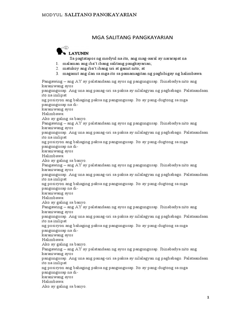 Salitang Pangkayarian | PDF