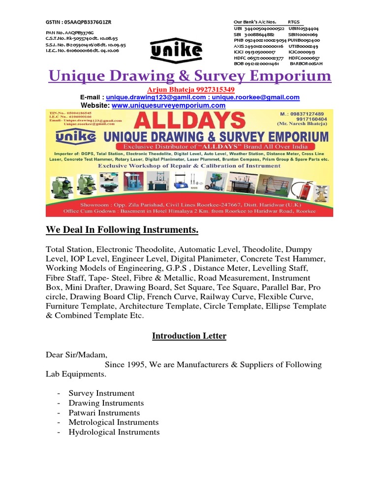 Introduction to Unique Drawing & Survey Emporium and the Wide Range of ...