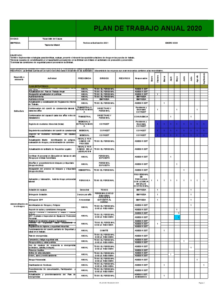 FT-SST-007 Formato Plan de Trabajo Anual | PDF | Bombero | Seguridad y salud ocupacional