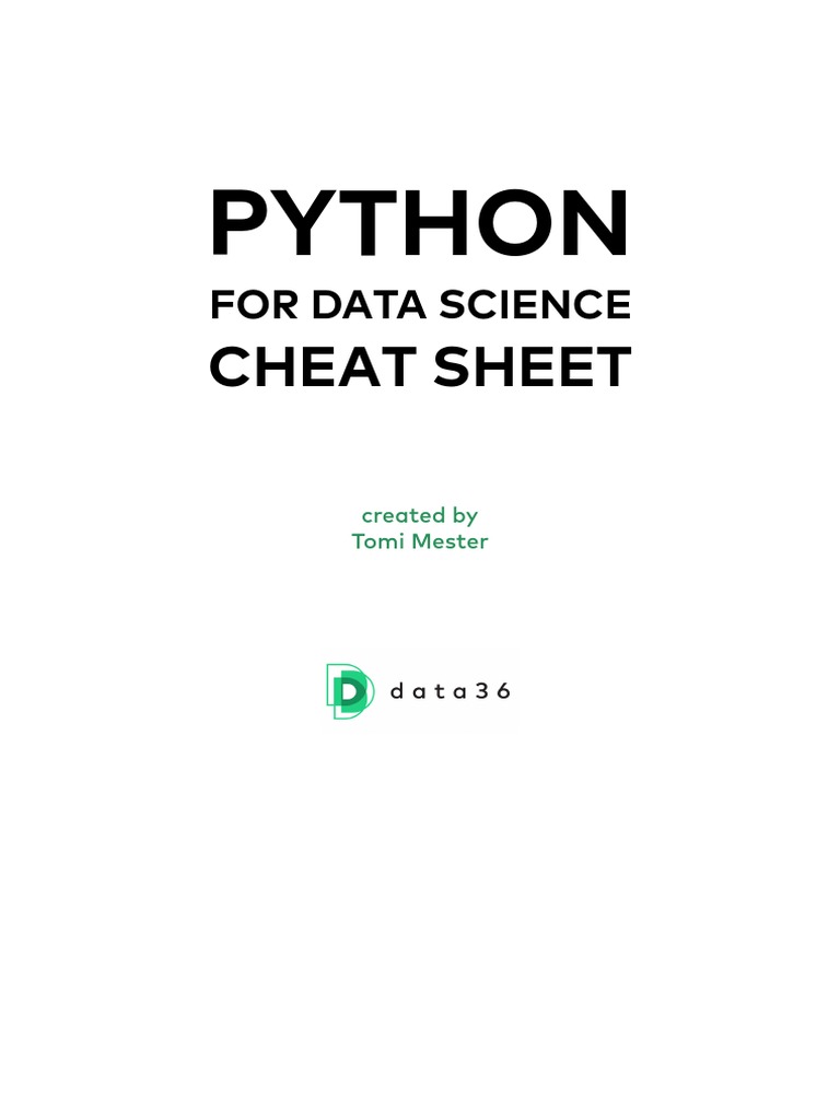 Python Cheat Sheet For Data Scientists by Tomi Mester 2019 PDF | PDF ...
