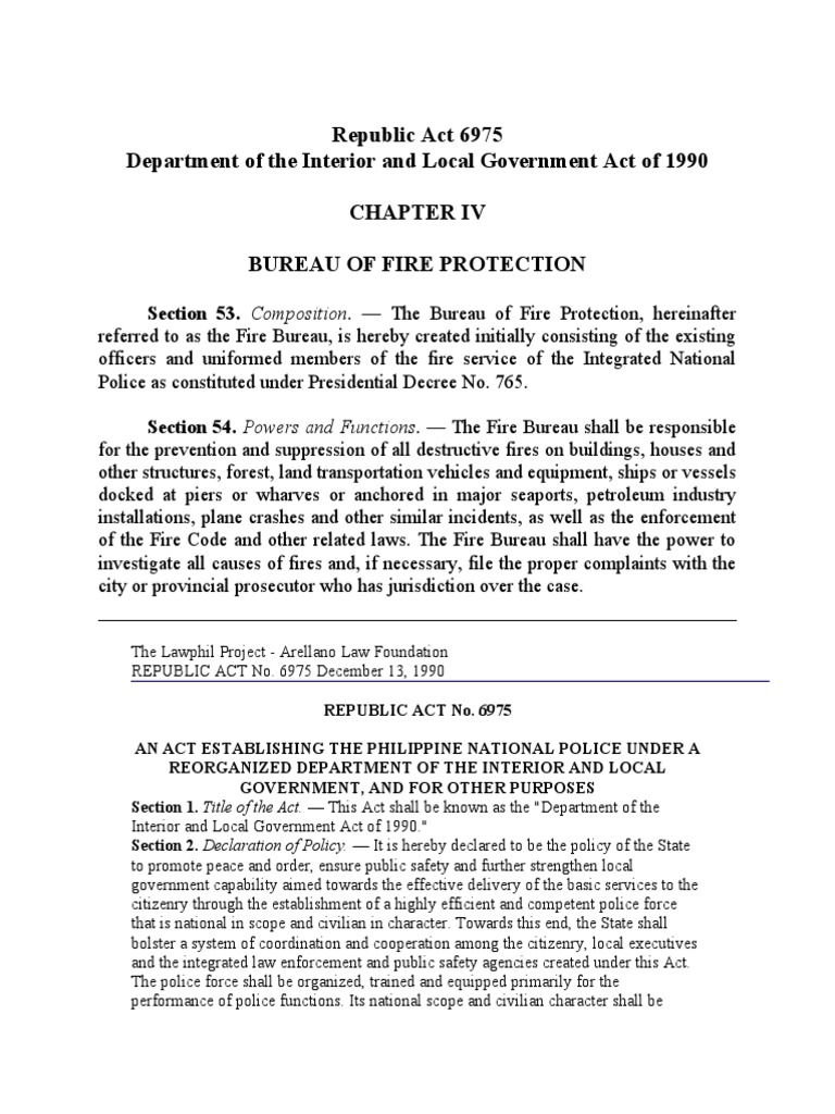 R.A. 6975 | PDF | Inspector | Security Guard