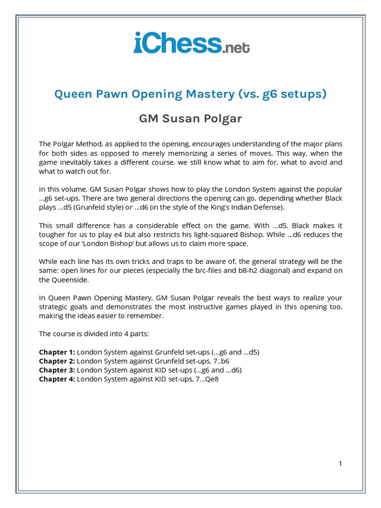 Course Summary - Queen Pawn Mastery g6 | PDF | Chess Openings | Game Theory