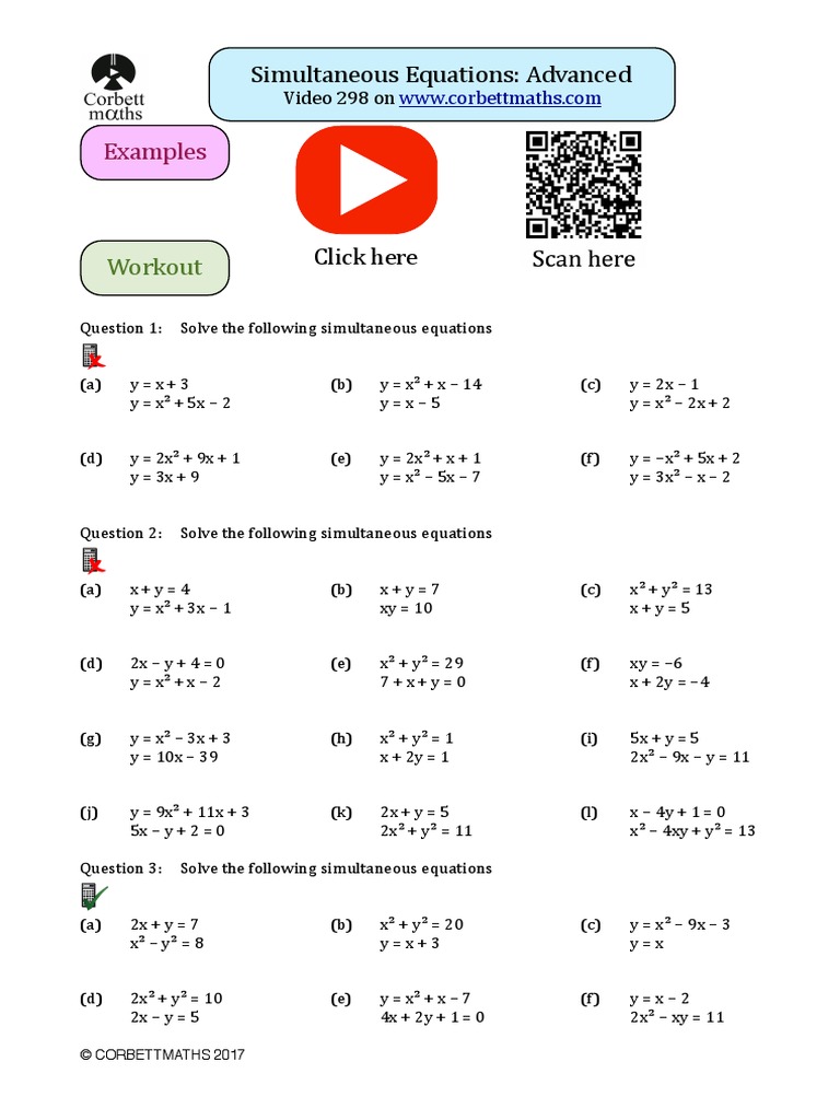 Advanced Simultaneous Equations PDF | PDF | Theoretical Physics ...