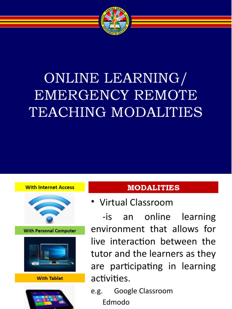 Online Learning/ Emergency Remote Teaching Modalities | PDF ...