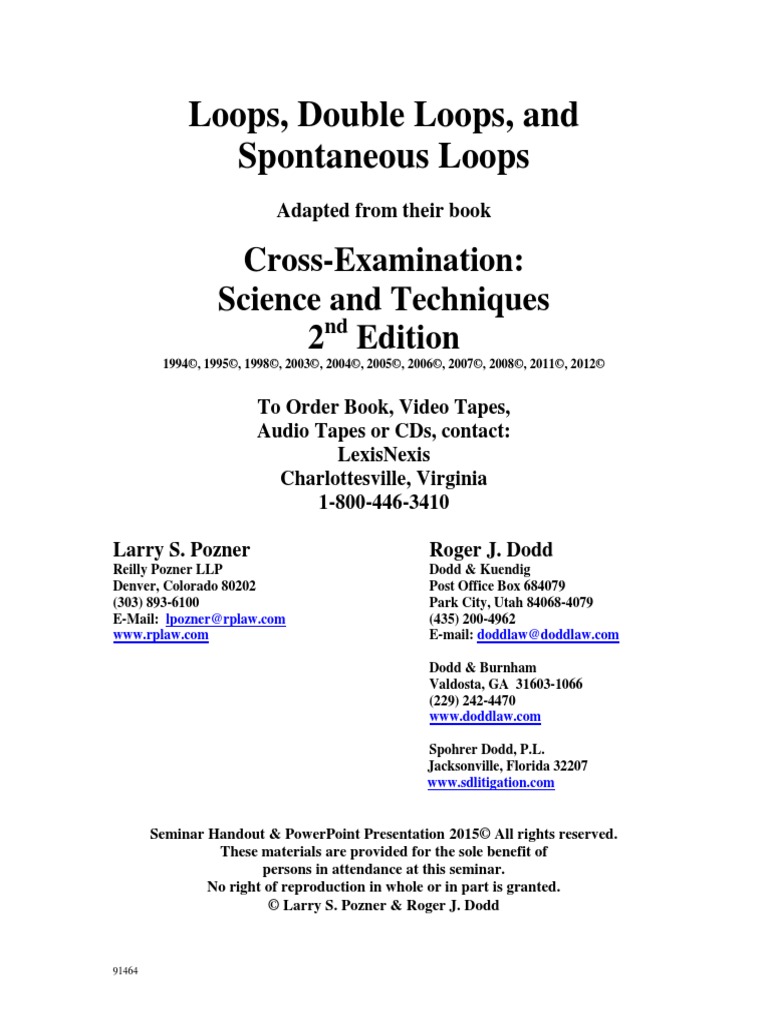 Loops, Double Loops, and Spontaneous Loops: Cross-Examination: Science ...