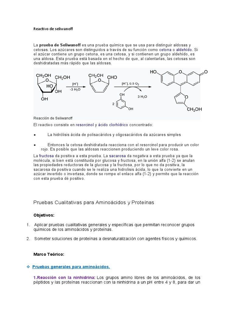 Reactivo de Seliwanoff | PDF | Proteínas | Sustancias químicas