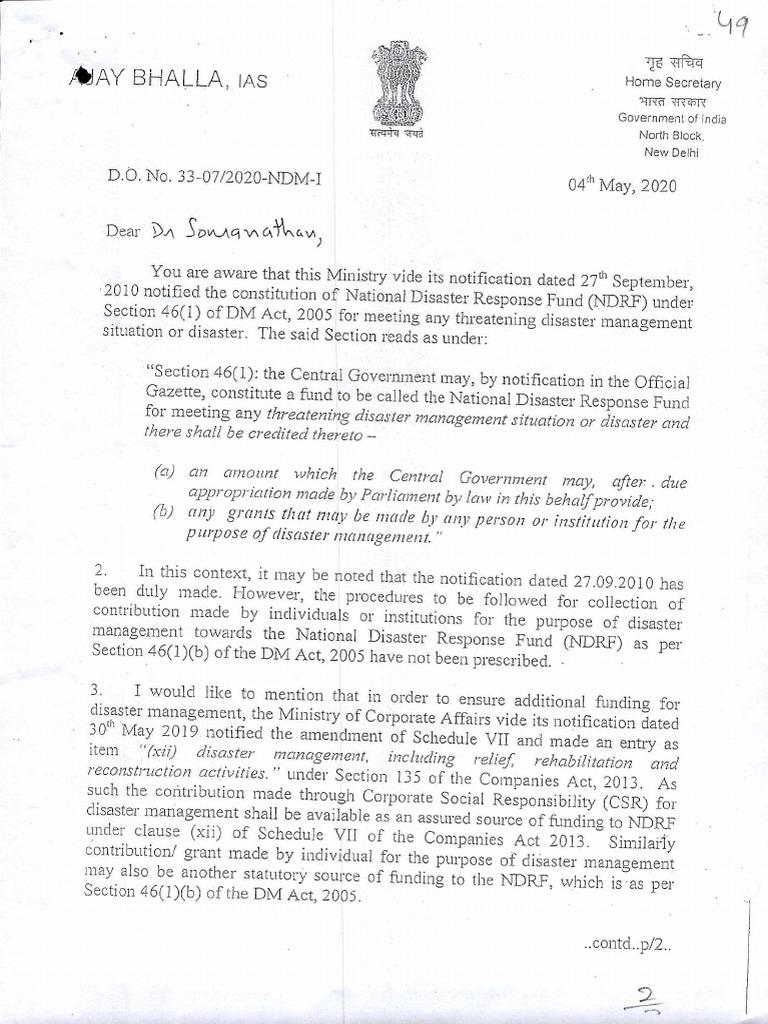 Home Secretary Letter Dated 04.5.2020 To Secretary (Expenditure) | PDF ...