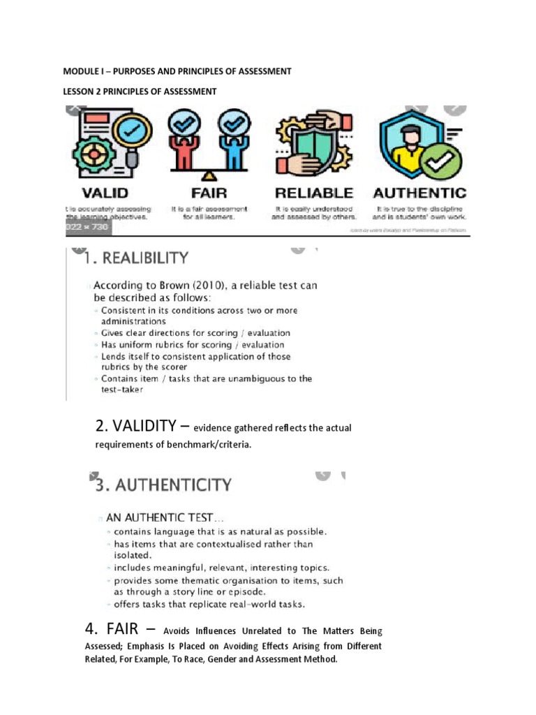 Validity - : Module I - Purposes and Principles of Assessment Lesson 2 ...