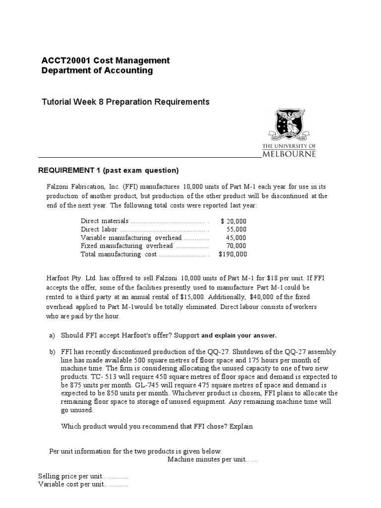 Tutorial Week 8 Preparation Requirements | PDF | Labour Economics | Cost