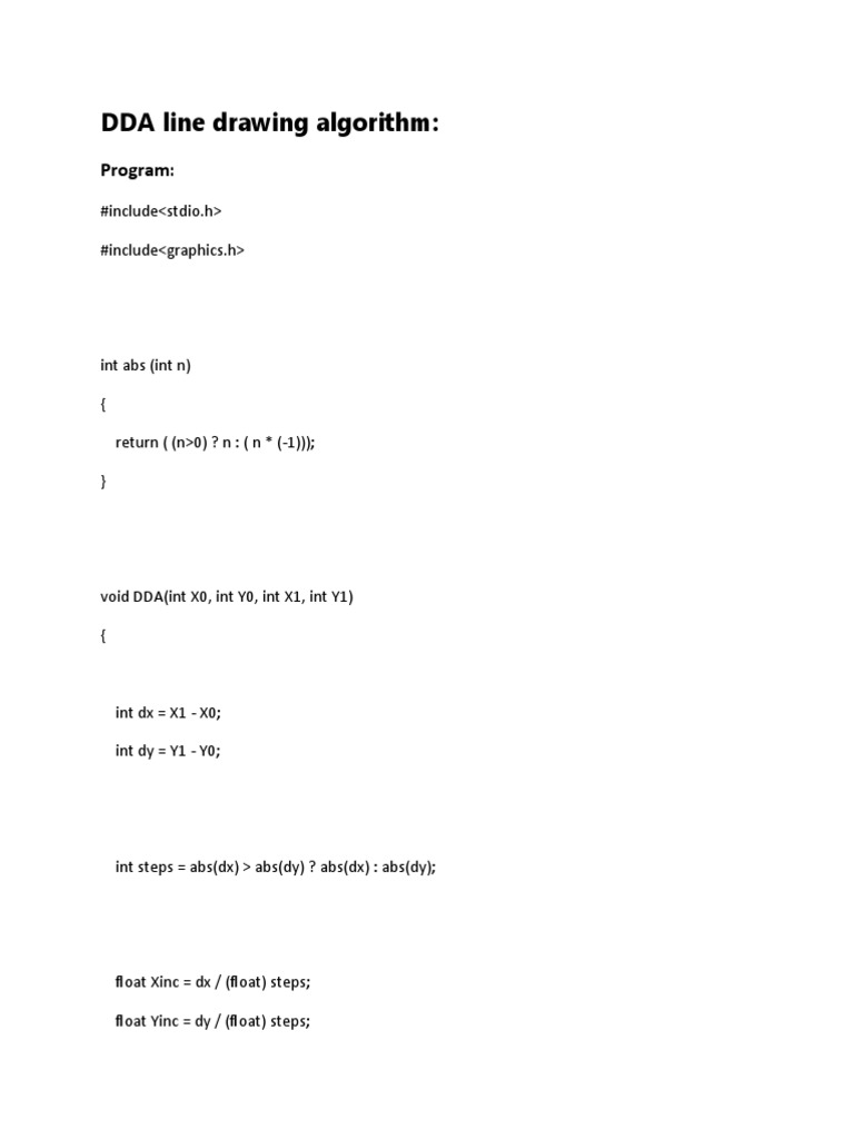 DDA Algorithm for Graphics Devs | PDF