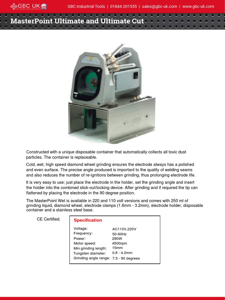 MasterPoint Ultimate Electrode Grinder | PDF