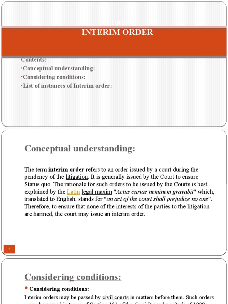 Interim Order | PDF | Lawsuit | Judgment (Law)