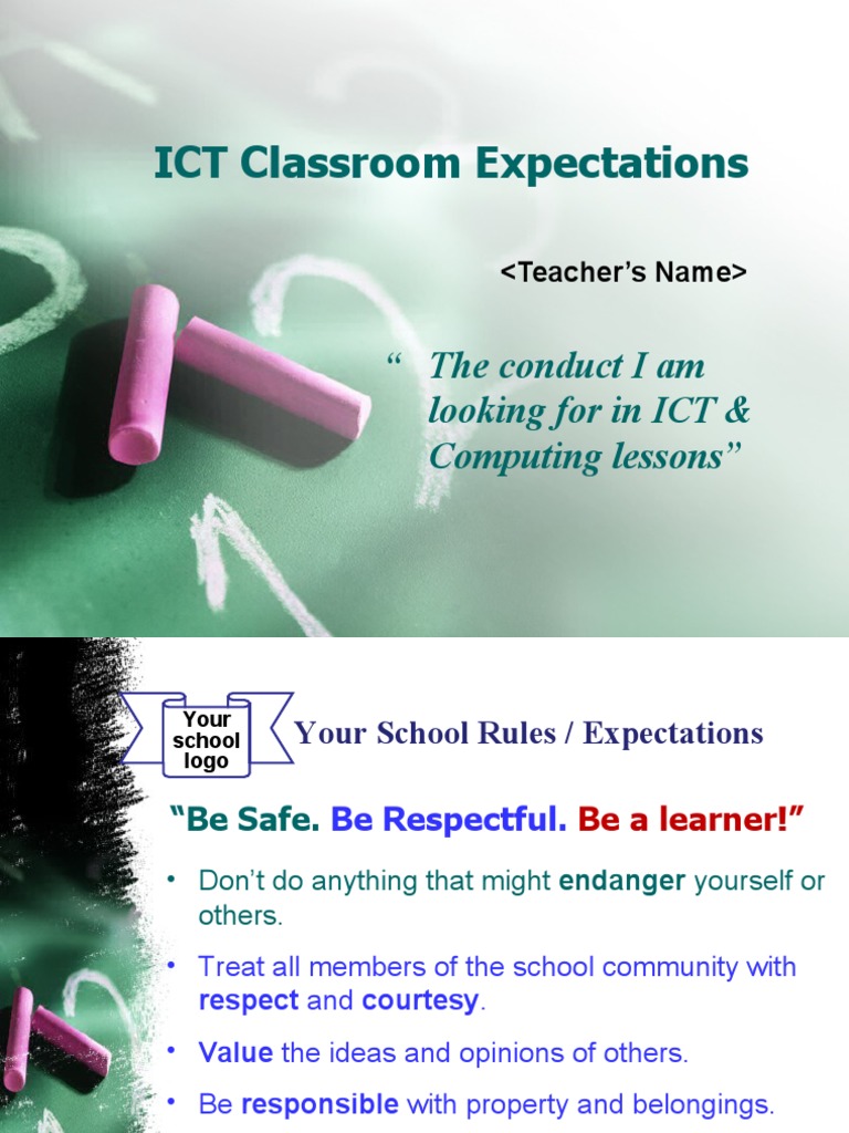 ICT Classroom Expectations: The Conduct I Am Looking For in ICT ...