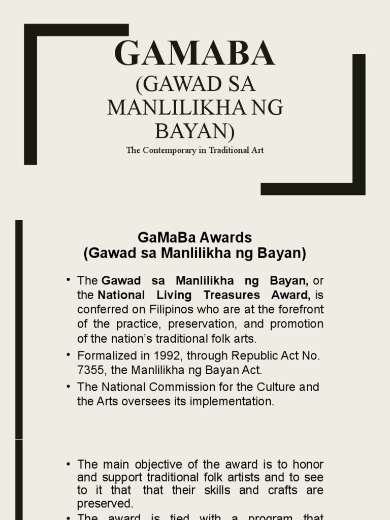 Gamaba: (Gawad Sa Manlilikha NG Bayan) | PDF | Philippines ...