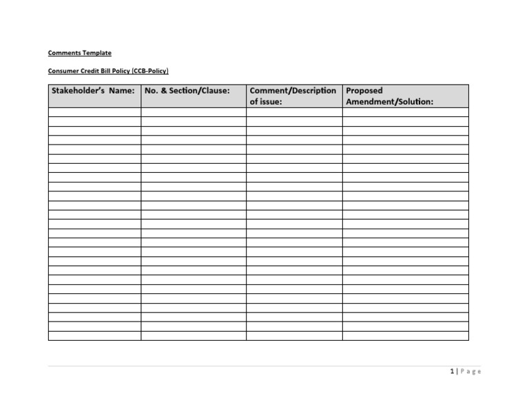 Stakeholder Comments Template | PDF